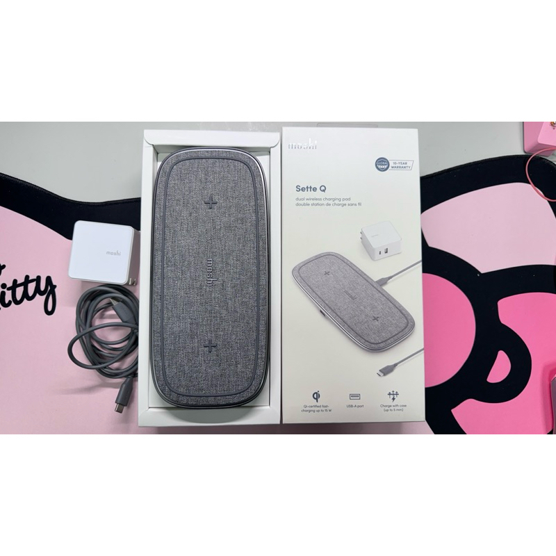 moshi Sette Q 雙線圏 3用無線充電盤 15W EPP +電源充電組（無線充電盤+ 電源充電組）二手 | 蝦皮購物