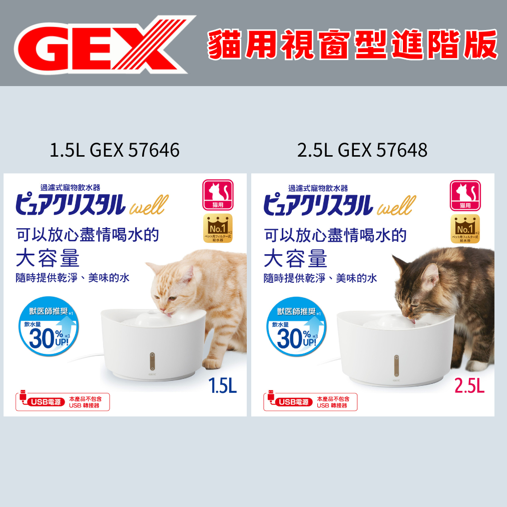 w野獸屋w日本GEX 視窗型進階版1.5L/2.5L飲水機/貓/DC馬達低水位自動停止運作/軟水過濾棉 新款 usb | 蝦皮購物