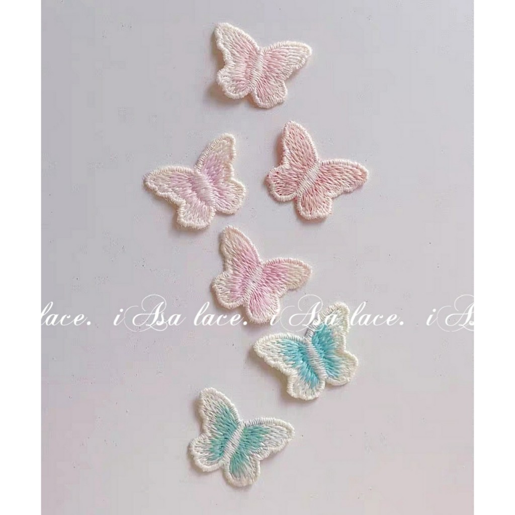《iAsa愛莎の》手作材料 【5隻】漸變/金線蝴蝶刺繡花片diy婚紗頭紗服裝裝飾花片蝴蝶 | 蝦皮購物