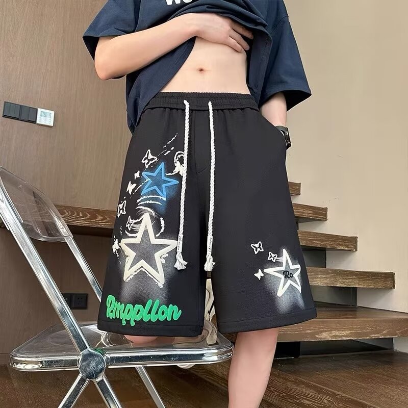 【免運】短褲 美式 透氣 ins 炸街 休閒短褲 黑色 五分褲 M-8XL 街頭個性 大尺碼 羽球褲 居家短褲 男生短褲 | 蝦皮購物