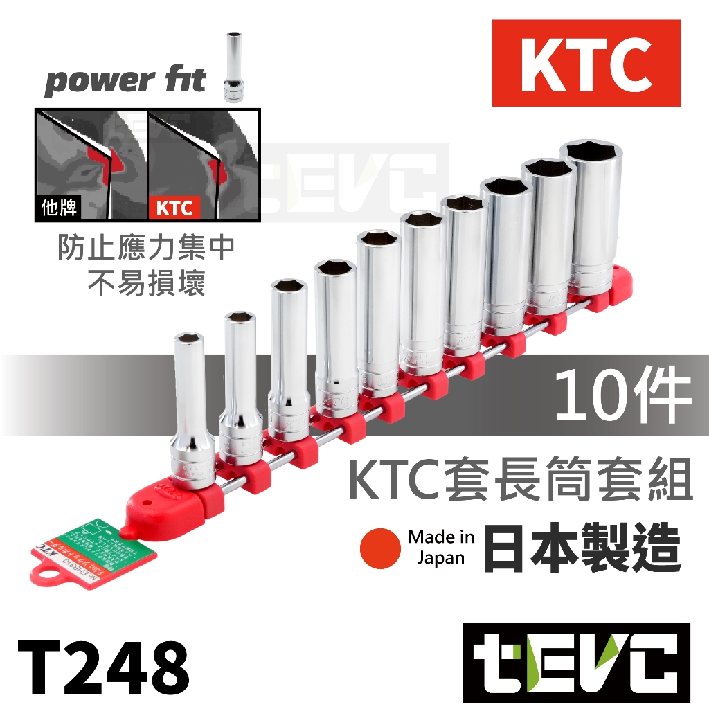 《tevc》含稅 現貨 日本製 KTC 京都機械 入門款 長套筒 三分 9.5 10件組 汽車 機車 機械 維修 | 蝦皮購物