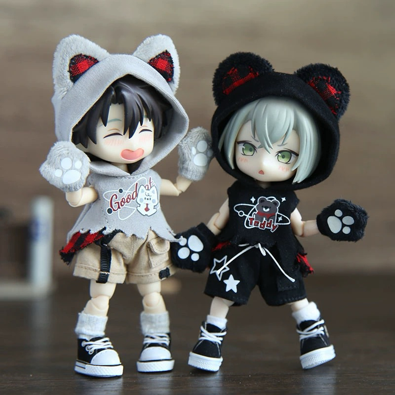 《現貨》【風閣】 美式 小狼小熊嗷嗷 套裝 - ob11 黏土人 gcs ymy 12分 帽 潮流 包 無袖背心 娃衣 | 蝦皮購物