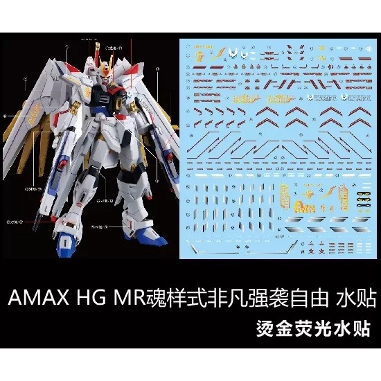 【Max模型小站】AMAX HG 1/144 非凡攻擊自由 MR魂樣式 燙金 螢光水貼 | 蝦皮購物