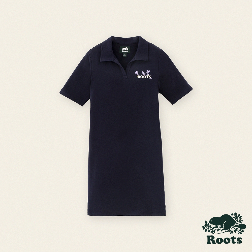 【Roots】女裝-繽紛花卉系列 刺繡花卉開襟POLO領洋裝 | 蝦皮購物