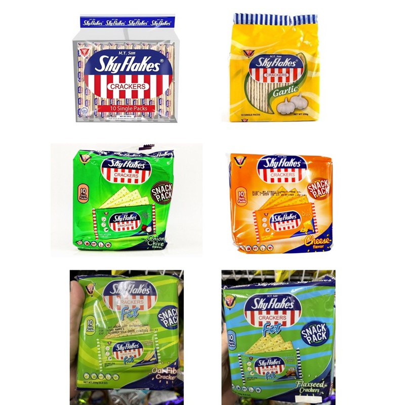 菲律賓🇵🇭M.Y.San Sky Flakes Crackers 空中霸王 蘇打餅 25g*10包/250g | 蝦皮購物