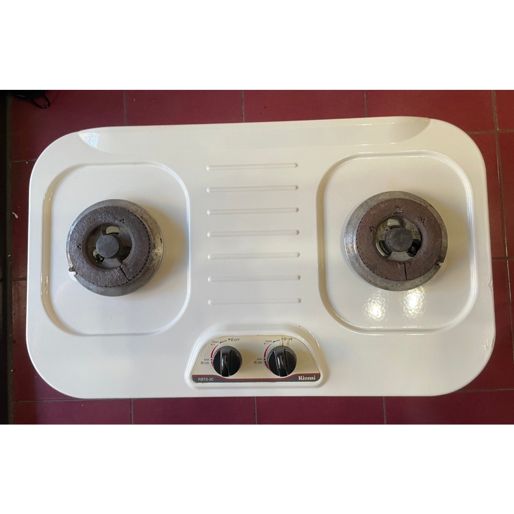 Rinnai 林內瓦斯爐 RBTS-2C 嵌入式瓦斯爐 檯面式瓦斯爐 二口爐【二手良品】白色琺瑯 | 蝦皮購物