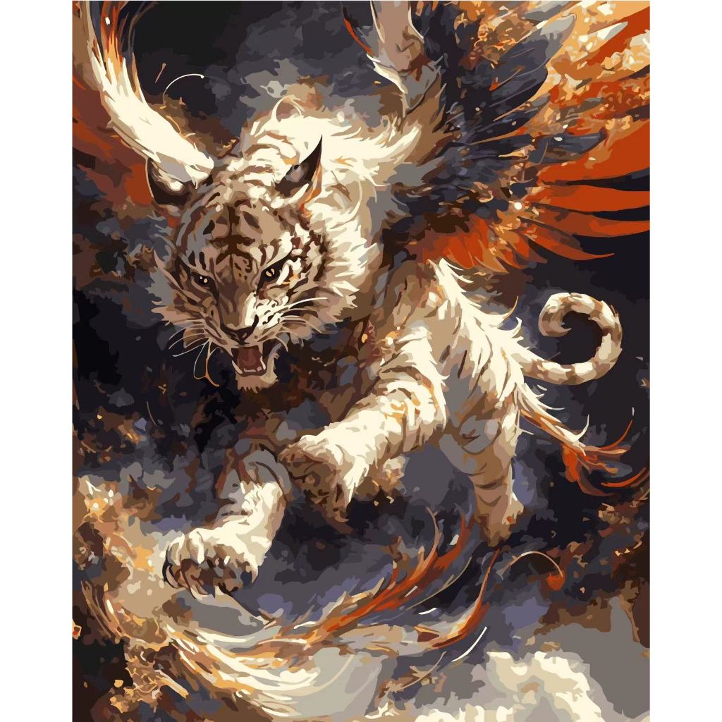 8月新款現貨-金虎獻瑞配金色顏料【新一代畫布有背板】40*50CM-DIY數字油畫/填色畫/丙烯油畫-客廳裝飾畫 | 蝦皮購物