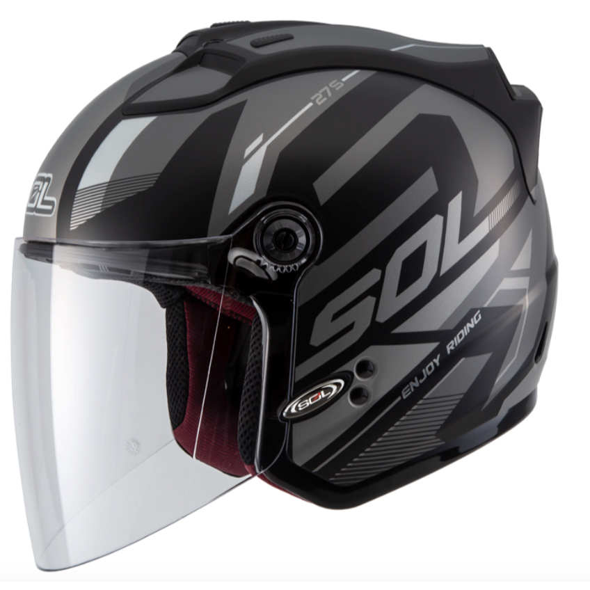 【路趣】SOL 27S 星艦 消光黑/銀 四分之三罩 安全帽 通勤 | 蝦皮購物