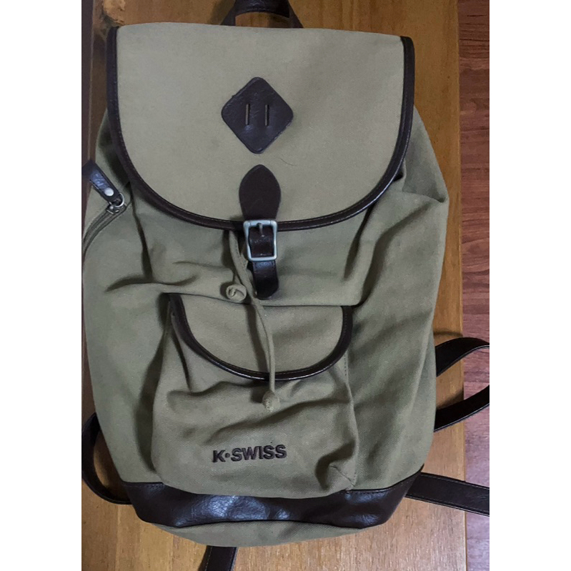 免運費 K-SWISS 後背包 帆布 橄欖綠 Backpack 二手 | 蝦皮購物