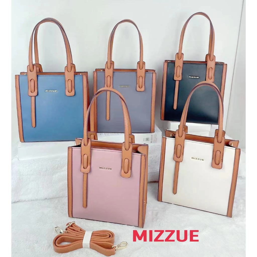(台灣現貨5色)MIZZUE韓版經典款 撞色 琴譜包 托特包 時尚百搭 女士手提包 斜背包 質感PU 小方包ASY888 | 蝦皮購物