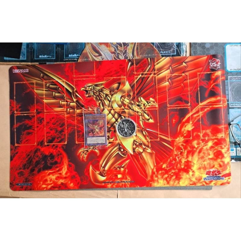 卡片屋 遊戲王 2023 25週年限量金鑽 太陽神翼神龍卡片+桌墊+紀念幣 25DS-JP001 | 蝦皮購物