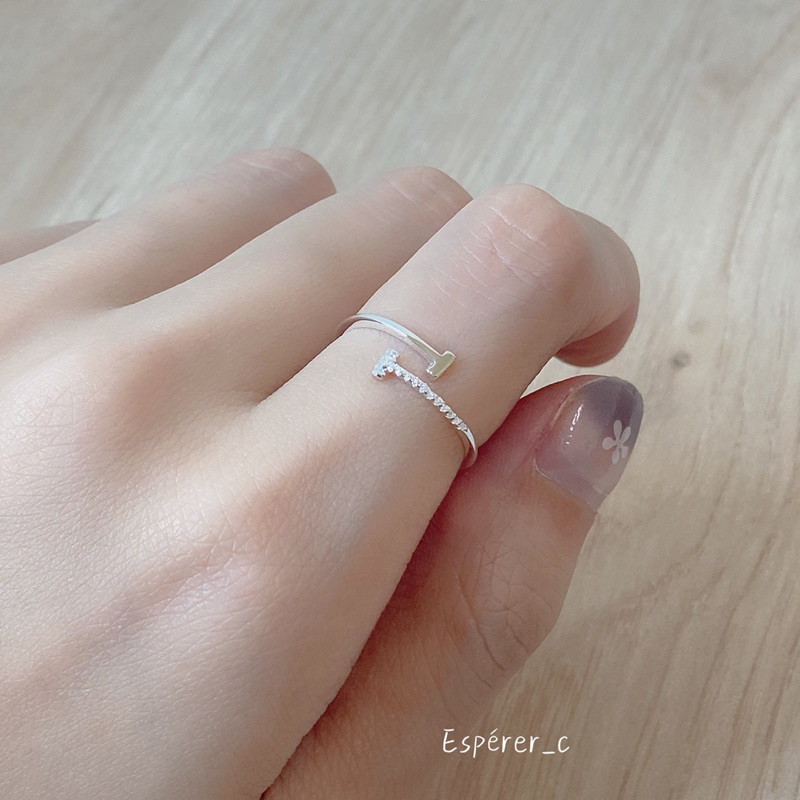 現貨 | s925 T字交叉鑲鑽戒指 |開口戒 A122 | 蝦皮購物