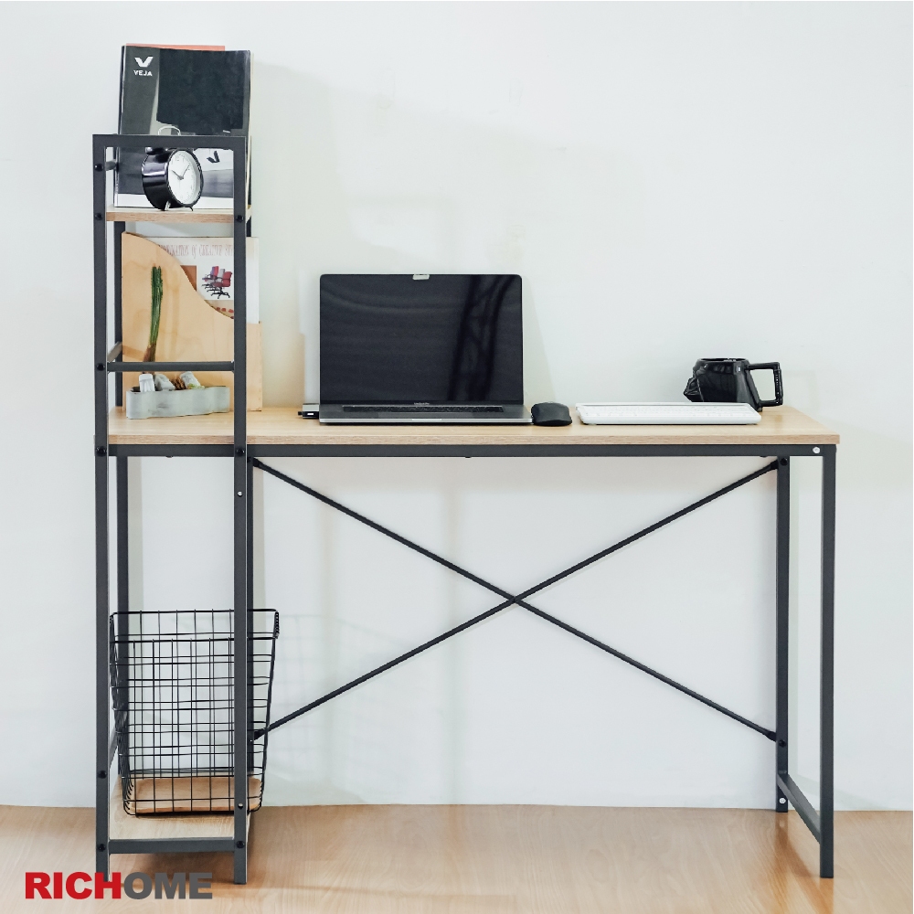 RICHOME 福利品 DE-203 雅達多功能 工作桌 (側邊收納) (層架方向可左右互換) 電腦桌 辦公桌 書桌 | 蝦皮購物
