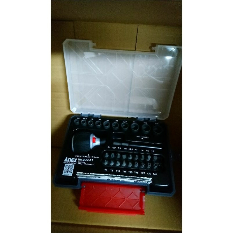 含稅發票日本制 ANEX NO.307-S1 28件短型棘輪起子組 起子組 72齒棘輪正反轉.附耐重擊收納盒307 s1 | 蝦皮購物
