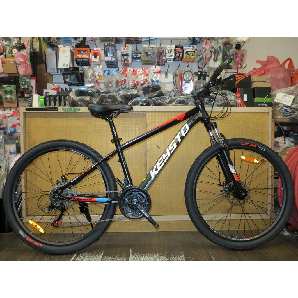 【冠鑫自行車】愛爾蘭 最新款 KEYSTO KS-007 26吋 21速 指撥定位變速 機械碟煞 登山車 通勤車 黑紅 | 蝦皮購物