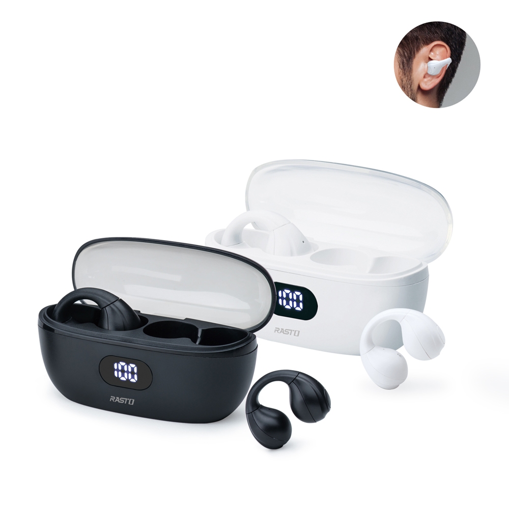耳機 藍芽耳機 入耳式耳機 RASTO RS60 耳夾式氣傳導電量顯示真無線藍牙5.3耳機 | 蝦皮購物