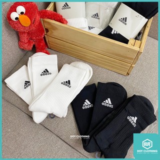 ADIDAS LOGO SOCKS 運動襪 厚底 長襪 白 黑 三雙一組 HT3446 IC1310 DOT 聚點 | 蝦皮購物