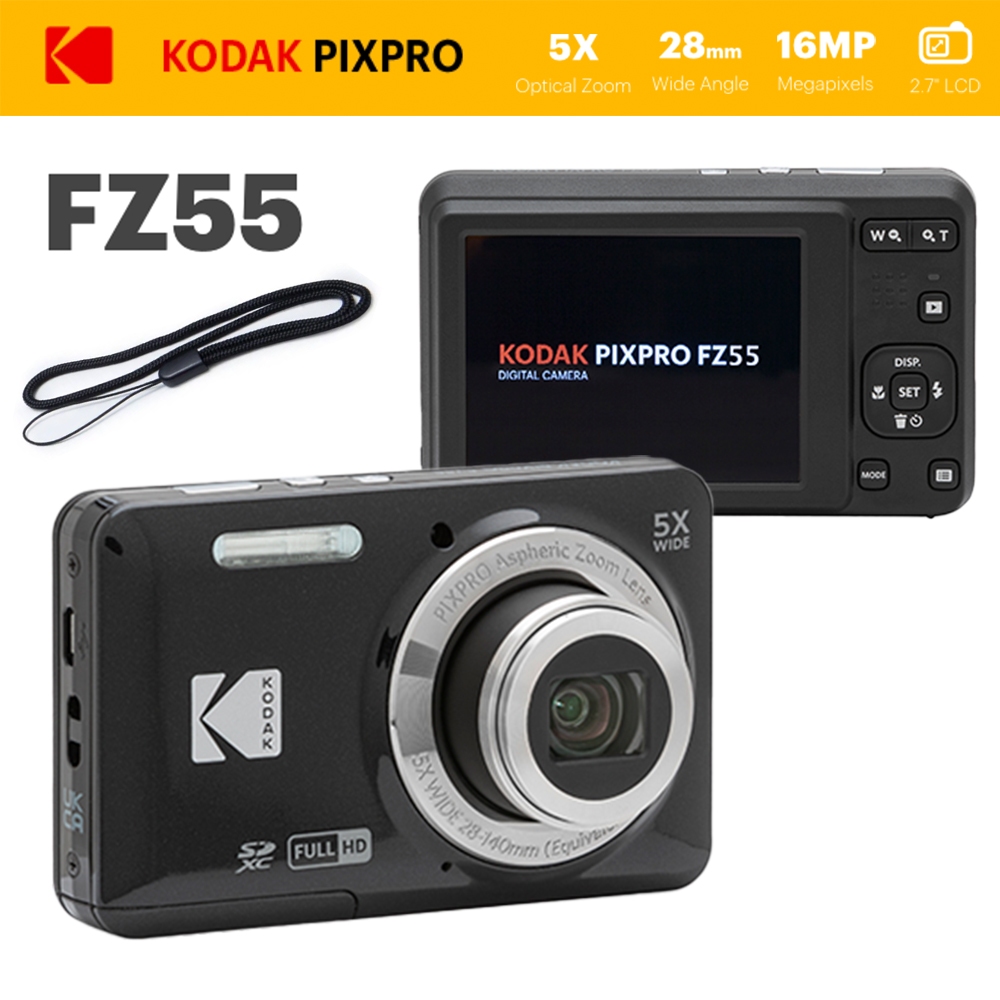 柯達 KODAK PIXPRO FZ55 16MP 數位相機 送32g記憶卡 【eYeCam】5X 光學變焦 相機 | 蝦皮購物