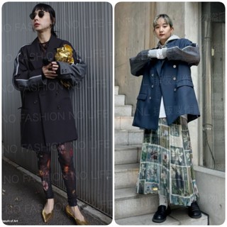 ☆NFNL☆ 黑色現貨 AMERI VINTAGE 早春自留推薦 日本秒殺大人時髦休閒復古男友風寬鬆異素材拼接西裝外套 | 蝦皮購物