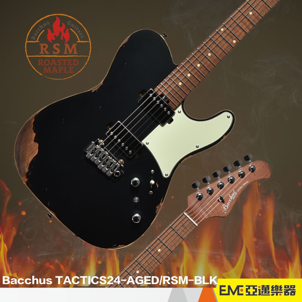 Bacchus TACTICS24-AGED/RSM-BLK 烤楓 做舊 六弦 電吉他 雙雙 小搖 tele｜亞邁樂器 | 蝦皮購物