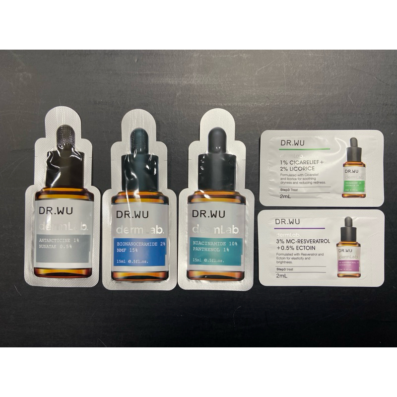 送蝦幣 DR.WU 1%積雪草舒敏修護精華 2ML / 杏仁酸亮白煥膚精華18% 2ML | 蝦皮購物