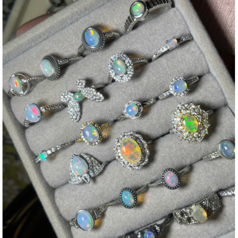 歐泊 戒指 s925銀戒 尾戒 s925 Opal 蛋白石 戒指 歐泊 戒指 尾戒 銀戒 *洛可可 巴洛克 喬治傑森 | 蝦皮購物