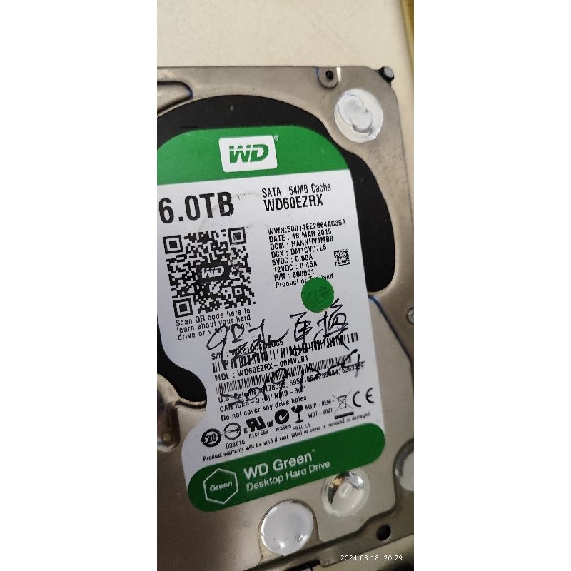 故障品不能使用 WD60EZRX 綠標 6t 6TB 3.5吋 SATA硬碟 | 蝦皮購物