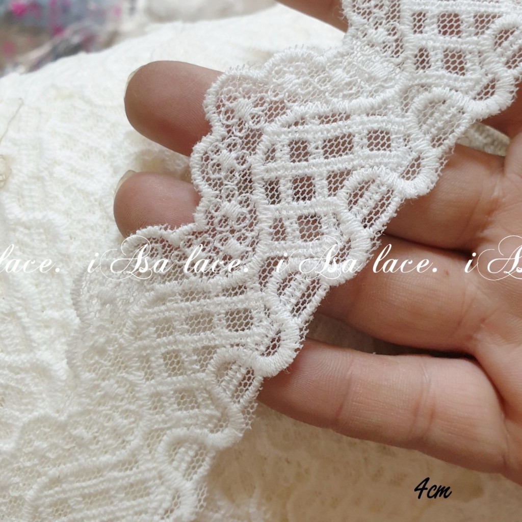 《iAsa愛莎の》手作材料 精美復古波浪網格花邊輔料DIY本白色棉網紗刺繡花邊服裝家居童裝裝飾輔料 | 蝦皮購物