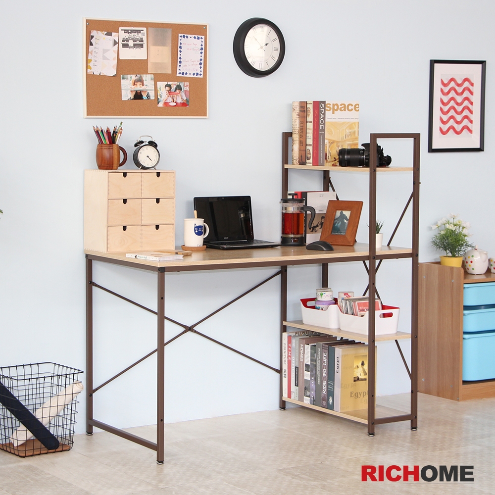 RICHOME 福利品 DE-260 鋼鐵人書架工作桌 辦公桌 電腦桌 工作桌 主管桌 職員桌 書桌 書架型 收納 | 蝦皮購物