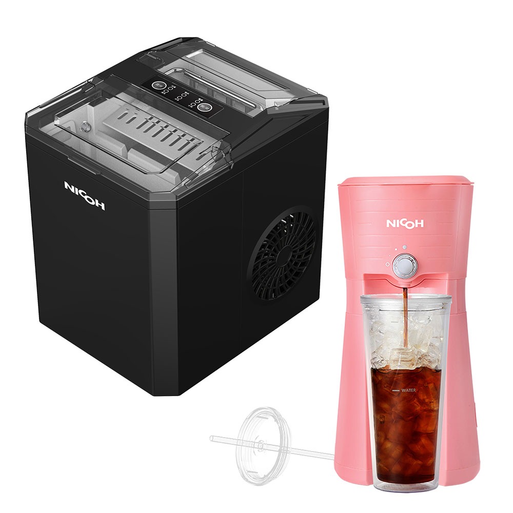 【日本NICOH】微電腦自動製冰機 NIC-100B+美式冰咖啡機NK-IC03B黑 / NK-IC04粉(隨機不挑色) | 蝦皮購物