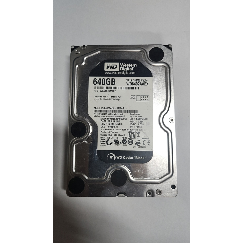 含稅 黑標 WD 640GB 640G 保1個月 WD6402AAEX 09H901 | 蝦皮購物
