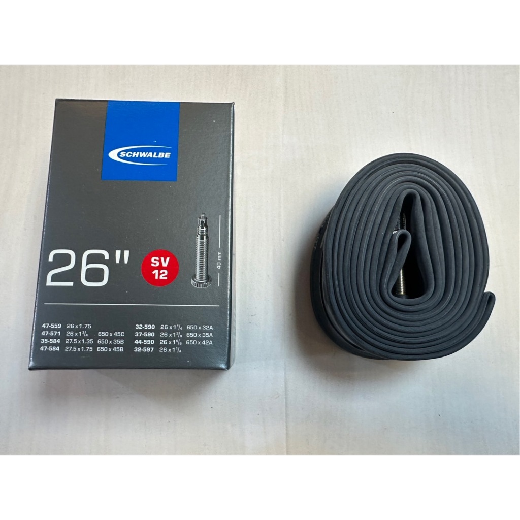 『小蔡單車』SCHWALBE SV12 自行車/登山車/通晴車 法嘴氣嘴 內胎 26吋 40mm氣嘴 | 蝦皮購物