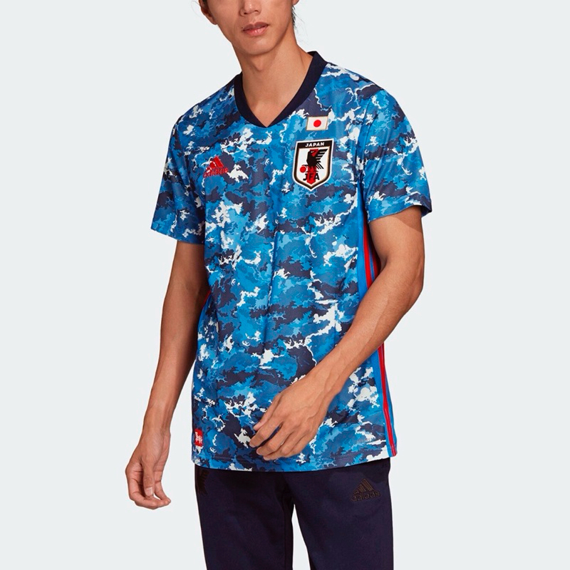 Adidas JFA H JSY [ED7350] 男 短袖上衣 T恤 運動 足球 日本隊 主場球衣 亞洲版 V領 藍 | 蝦皮購物