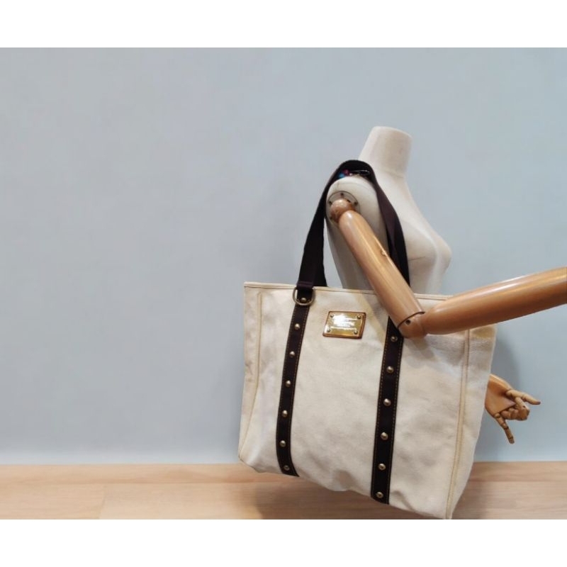 LV 路易威登 M40032 米白CABAS GM托特包 購物包 書包 【保證真品&超低價可刷卡分六期】 | 蝦皮購物