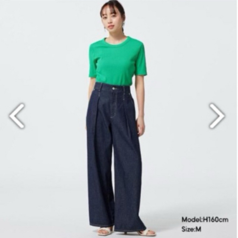 GU 女裝 輕型牛仔寬褲(褲長標準69～73cm) 346161 | 蝦皮購物