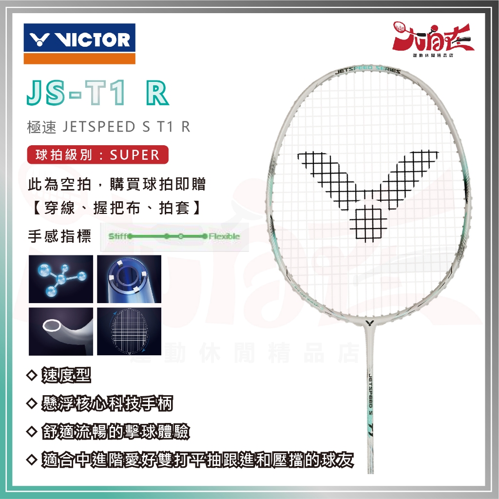 【大自在】免運 VICTOR 勝利 羽球拍 極速 JETSPEED S T1 R 羽毛球拍 速度型 防守 JS-T1 R | 蝦皮購物