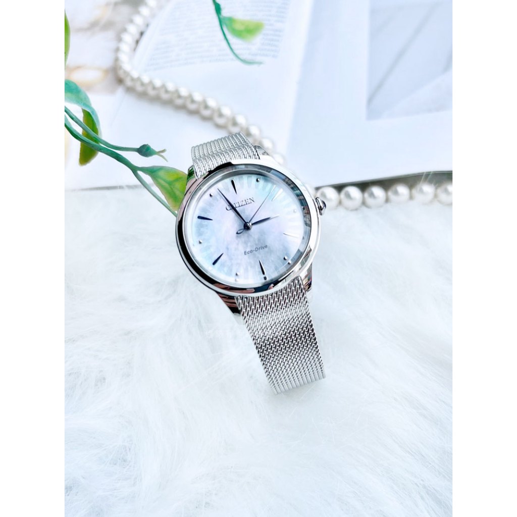 CITIZEN 星辰 ECO-Drive L系列 非洲菊 光動能 編織米蘭錶帶 女錶 EM1150-86D 公司貨 送禮 | 蝦皮購物