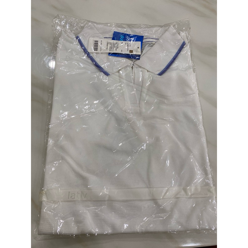 全新 lativ 吸排開襟POLO衫 女版 L 白色 聚酯纖維 快速出貨 | 蝦皮購物