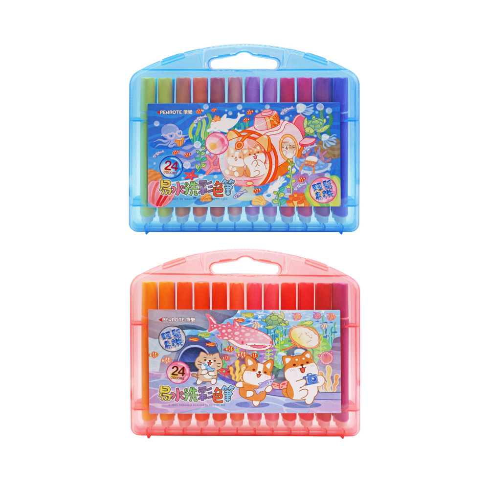 筆樂 PENROTE 柴語錄 24色易水洗彩色筆 外殼2色隨機出貨 /盒 DPG9058 | 蝦皮購物