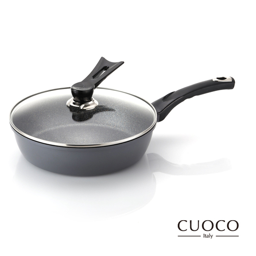 【義大利CUOCO】大寶鍋T3系列-鈦晶岩平底鍋28cm(加深款+附蓋) | 蝦皮購物