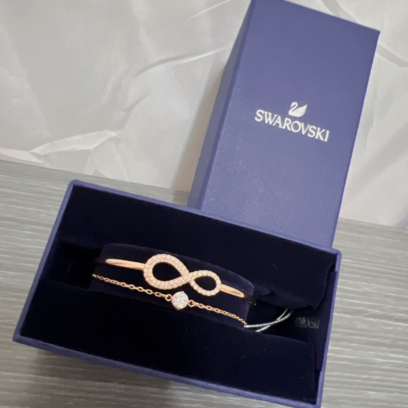 施華洛世奇Swarovski Infinity 手鐲 Infinity, 白色, 鍍玫瑰金色調 | 蝦皮購物
