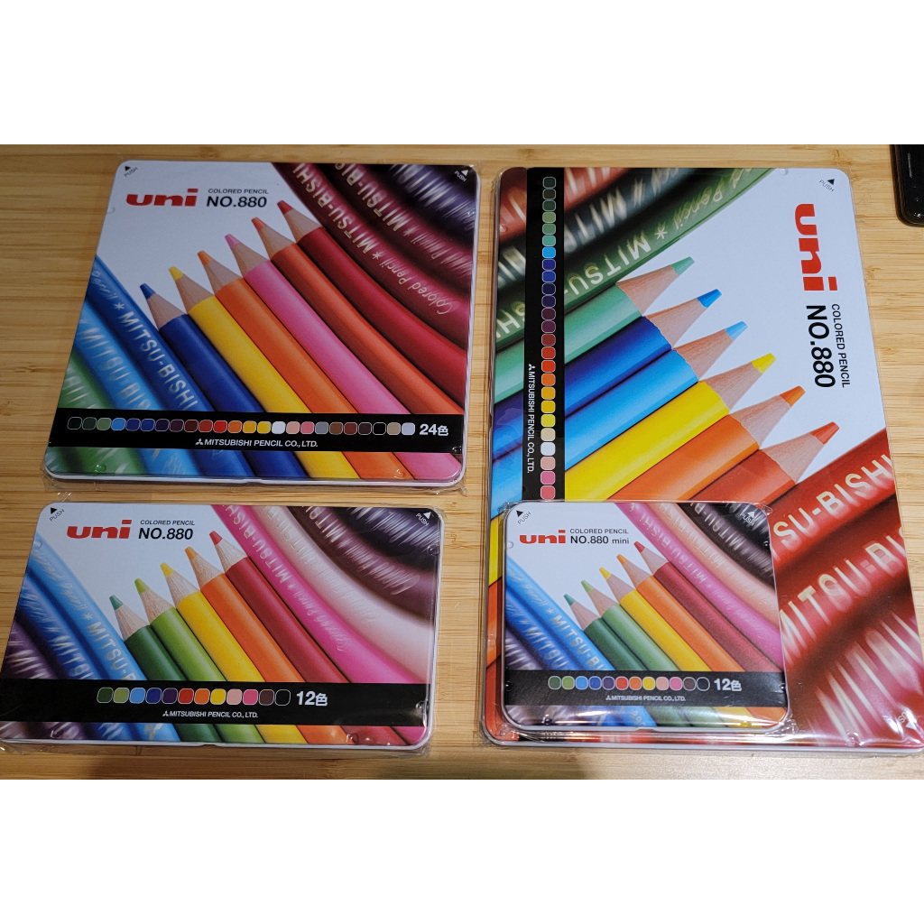 [日本製][鐵盒版] UNI 三菱鉛筆 色鉛筆 No.880 油性木頭色鉛筆 迷你12色 12色 24色 36色 | 蝦皮購物