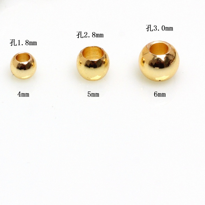 宏雲Hongyun-HC- 【-100pcs/包】14k包金大孔金珠光面 實心銅珠子 diy飾品配件手鏈串珠 隔珠 散珠 | 蝦皮購物