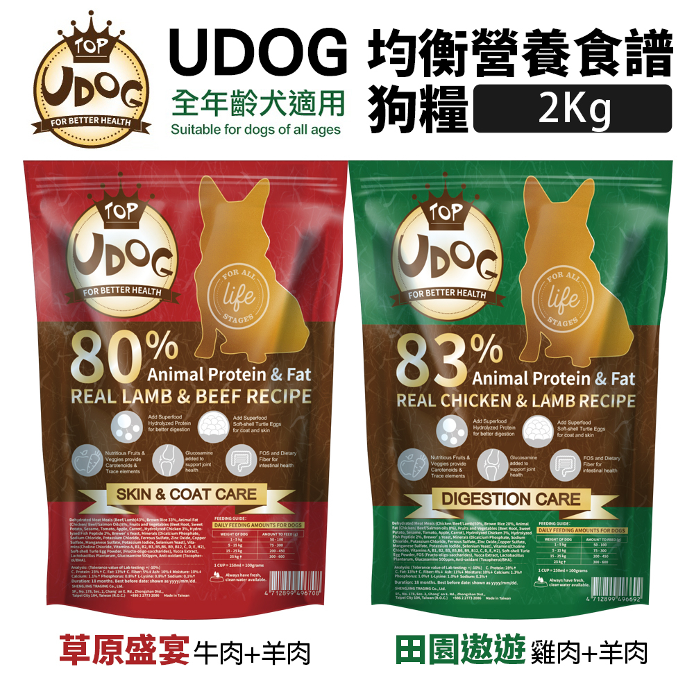 【48小時出貨送餐盒】UDOG 全齡犬 田園遨遊-雞羊雙拼 2KG/13.6kg 犬糧 狗飼料 | 蝦皮購物