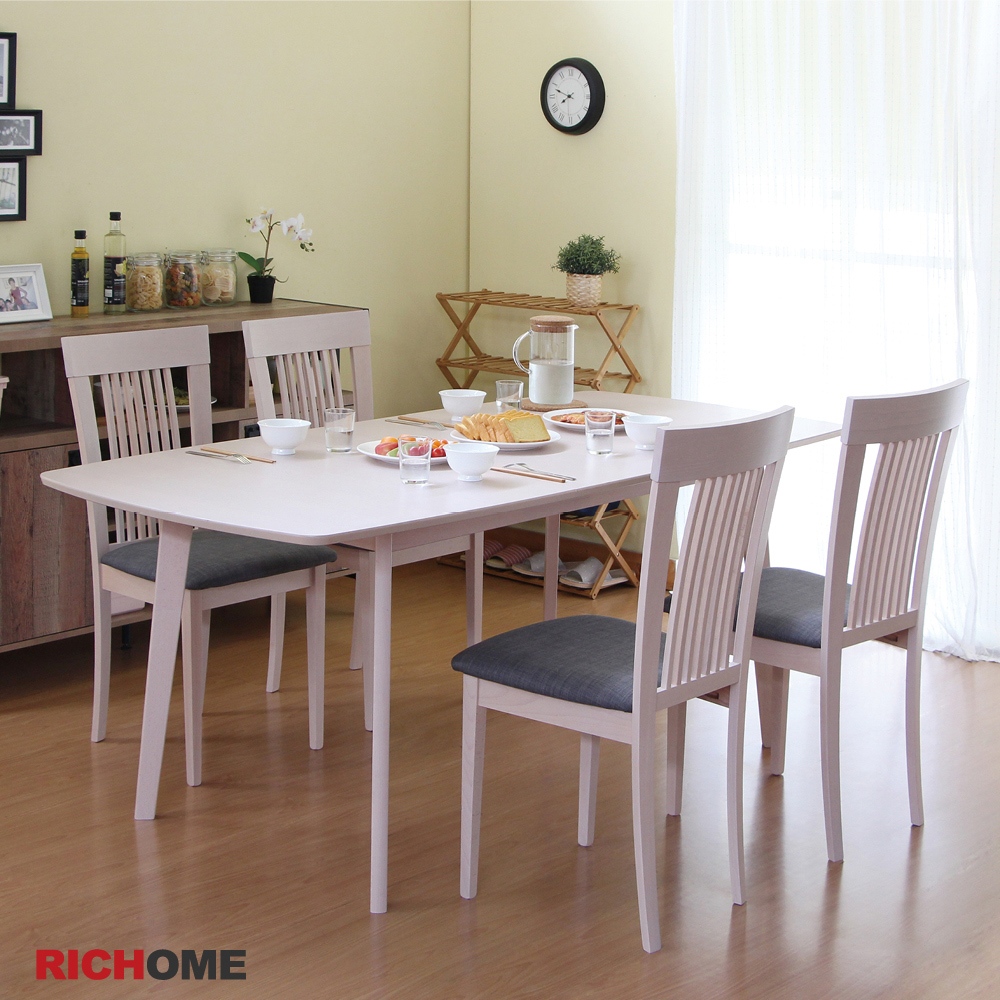 RICHOME 福利品 TA-315 CH-1020 安迪可延伸實木餐桌椅組 一桌四椅 餐桌椅 餐桌 餐椅 單人椅 餐廳 | 蝦皮購物