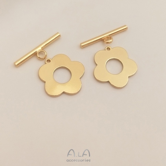 宏雲Hongyun-Ala--14K鍍金保色花形梅花OT扣手鏈扣水晶珍珠項鏈扣diy首飾品鏈接配件 | 蝦皮購物