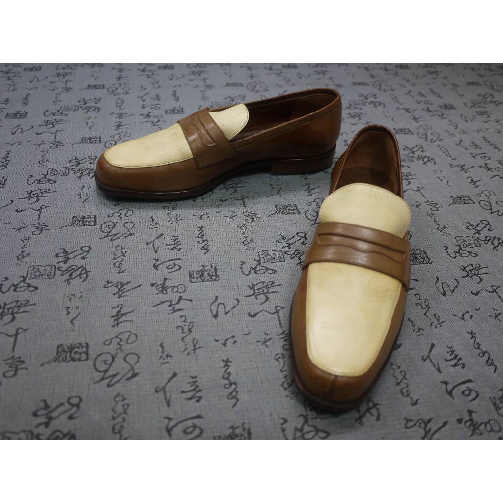 義大利製 Mauro Volponi 高級雙色真皮粗跟鞋 USA 6.5 EUR 37 JPN 23.5 CM | 蝦皮購物