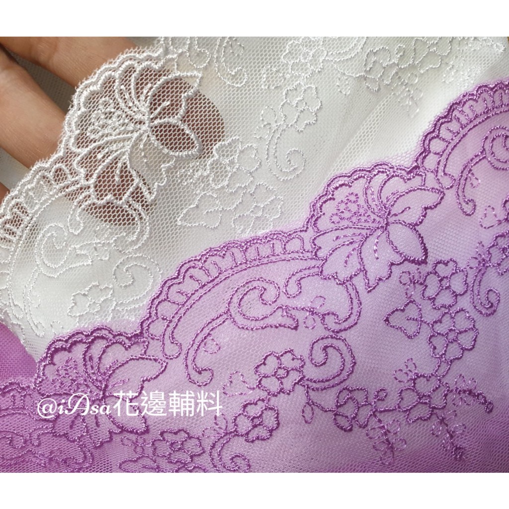 《iAsa愛莎の》手作材料 精緻紫/白色扶桑花網紗刺繡花邊diy服裝家居家居裝飾材料 | 蝦皮購物