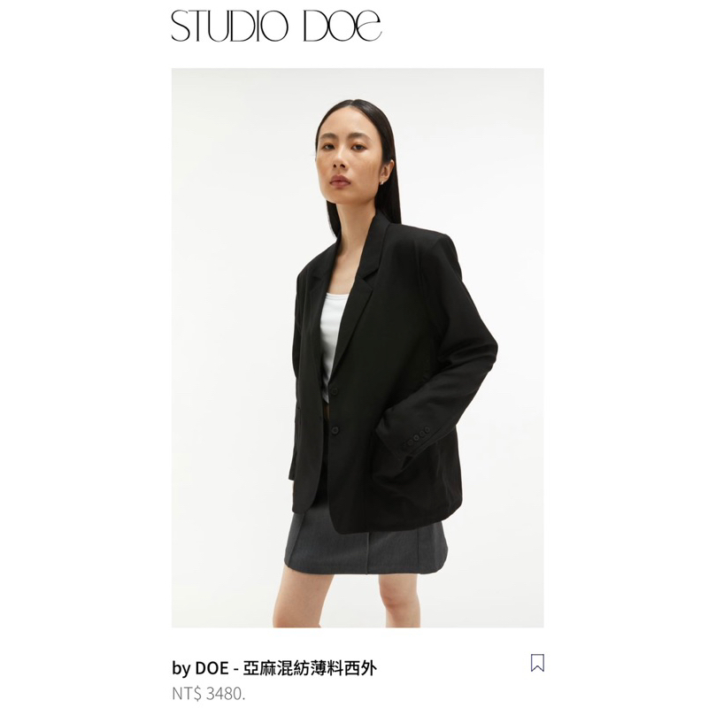 STUDIO DOE 【全新】亞麻混紡薄料西外 (黑) | 蝦皮購物