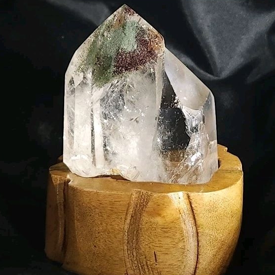 《晶華》水晶 綠幽靈 彩虹 景石 附實木座 01V24 | 蝦皮購物
